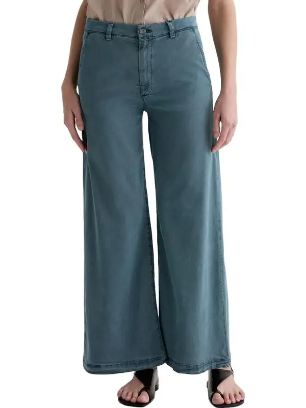 Ag Caden Twill Wide Leg Trousers - Sulfur Slate Storm