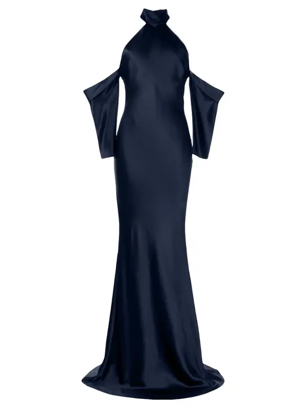 Michelle Mason Halterneck Maxi Dress - Blue