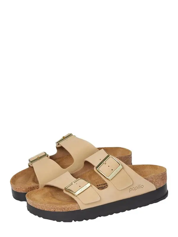 BIRKENSTOCK Papillio Arizona Platform Sandal In Nubuck With Adjustable Straps - Brown