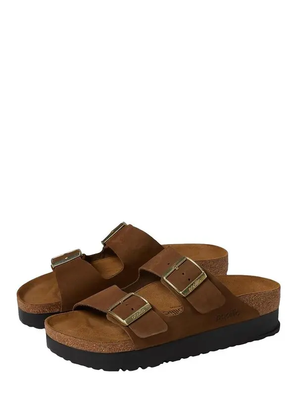 BIRKENSTOCK Arizona Platform Nubuck Sandals - Brown