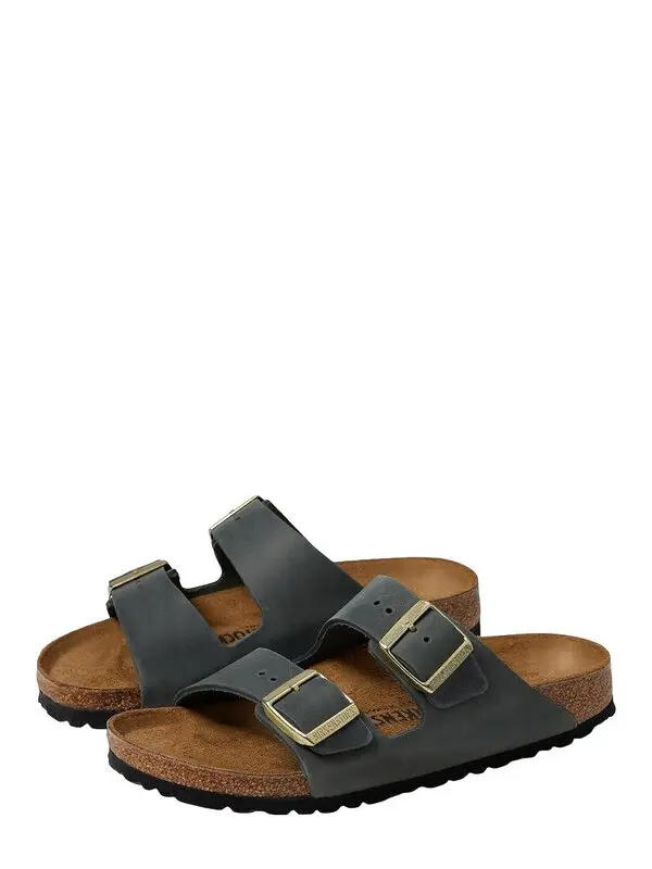 BIRKENSTOCK Arizona Oiled Leather Sandals - Gray