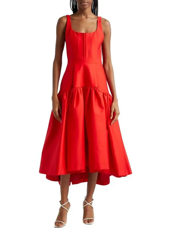 Alice + Olivia Diana High-low Midi Dress - Bright Ruby