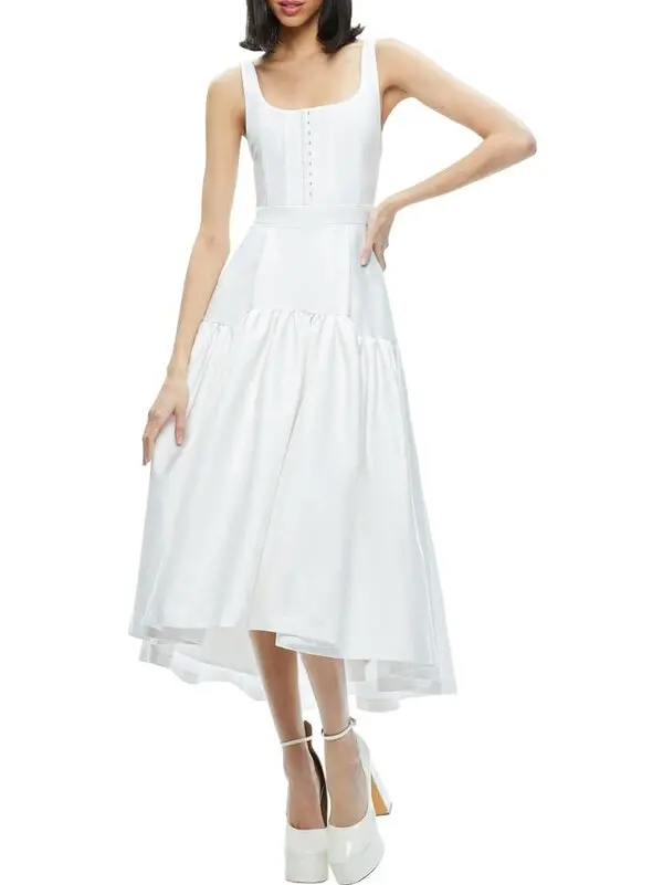 Alice + Olivia Diana High-low Midi Dress - Off White