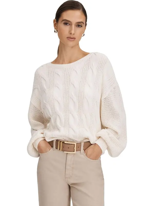 Paige Osanne Cotton-blend Cable-knit Jumper - Ivory