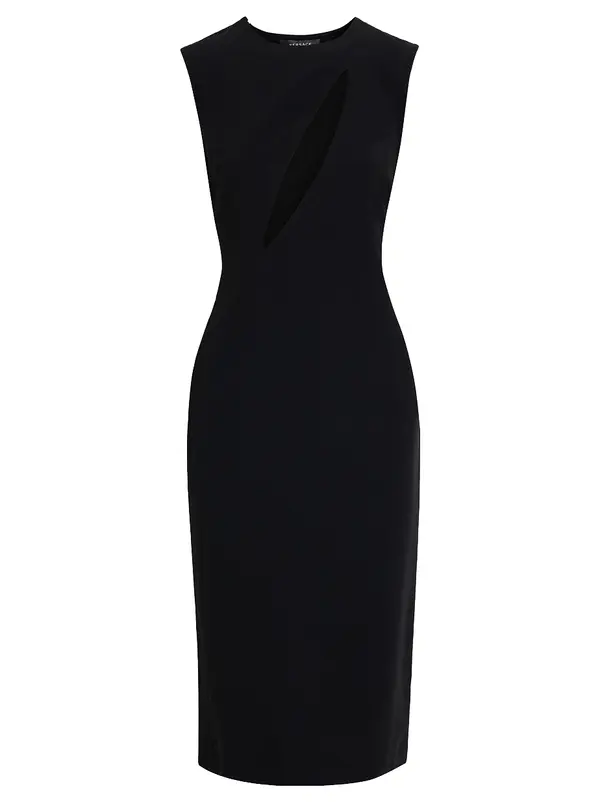 Versace Cutout Crepe Midi Dress - Black
