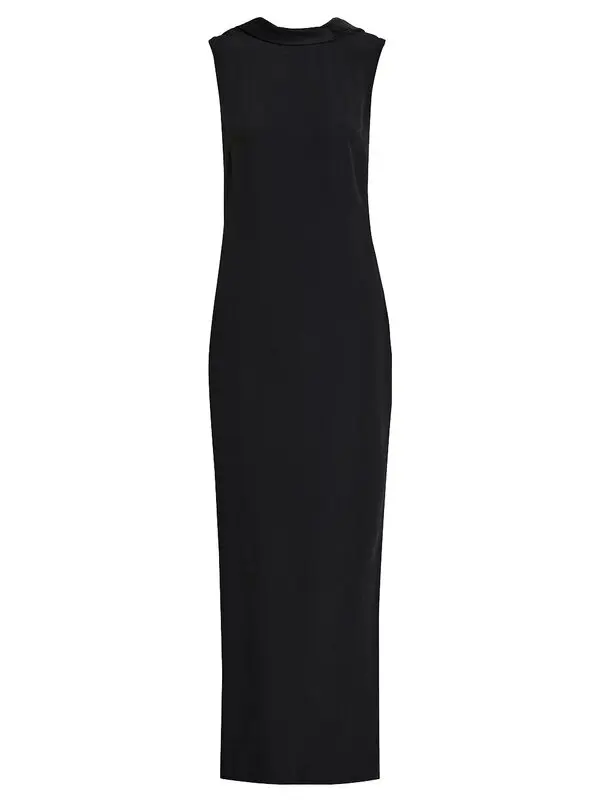 Versace Open Back Draped Crepe Gown - Black