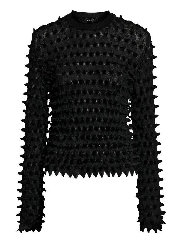 Versace Cloqué Medium Knit Sweater - Black