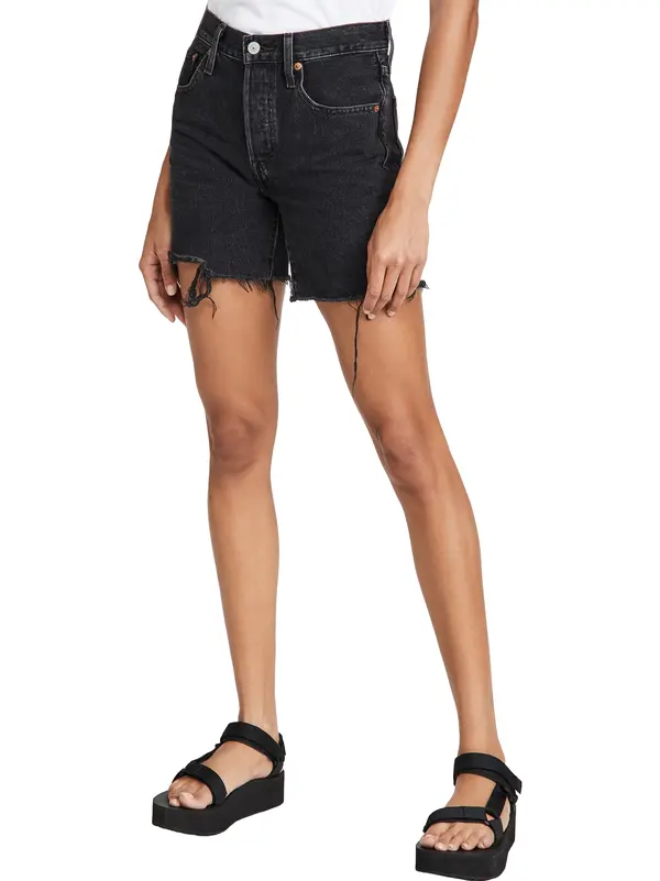 LEVI'S 501 Mid-thigh Denim Shorts - Lunar Black
