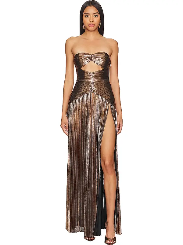 Retrofete Mallory Metallic Dress - Bronze