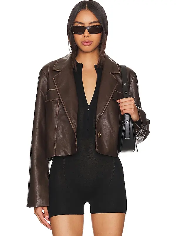 Superdown Blakely Faux Leather Jacket - Brown