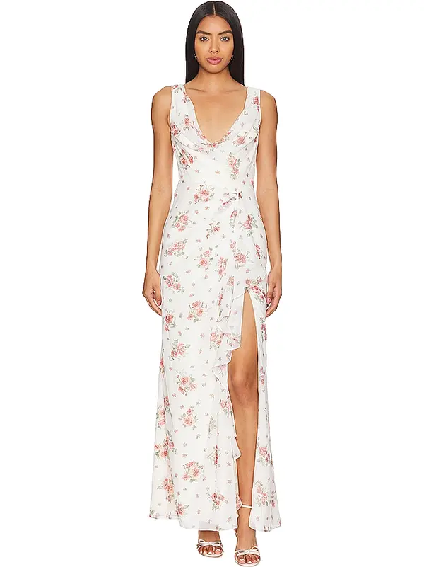 Lpa Liv Draped Maxi Dress - Cream & Clay Floral