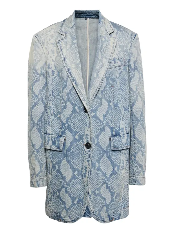 Sportmax Snake-effect Cotton Blazer - Neutrals