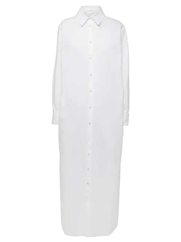 THE ROW Izumi Oversized Cotton Poplin Shirt Dress - White