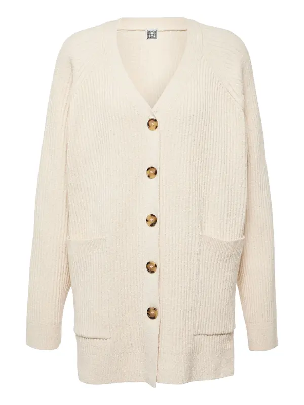 TOTEME Oversized Cotton-blend Bouclé Cardigan - White