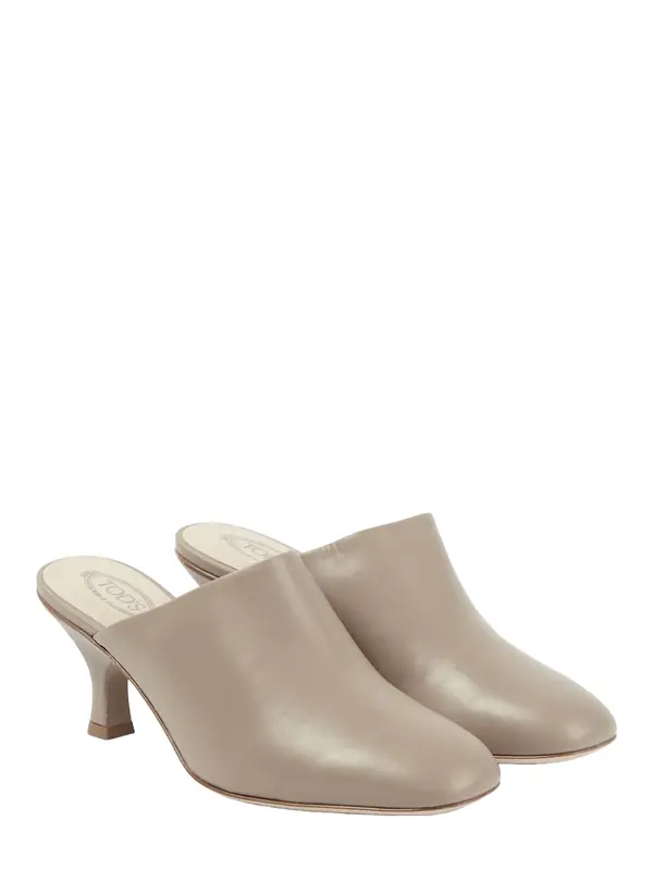 TOD'S Leather Mules - Grey