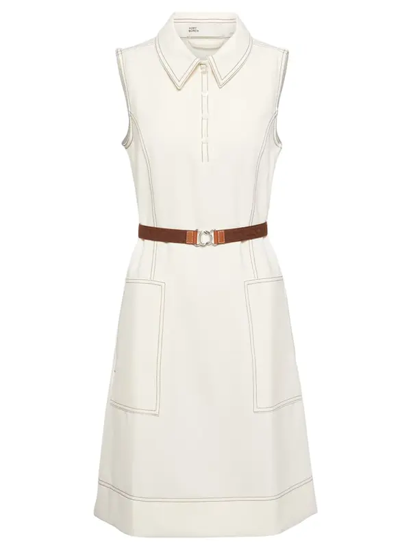Tory Burch Belted Sleeveless Polo Dress - White