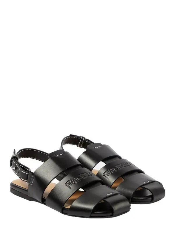 JW Anderson Fisherman Leather Sandals - Black