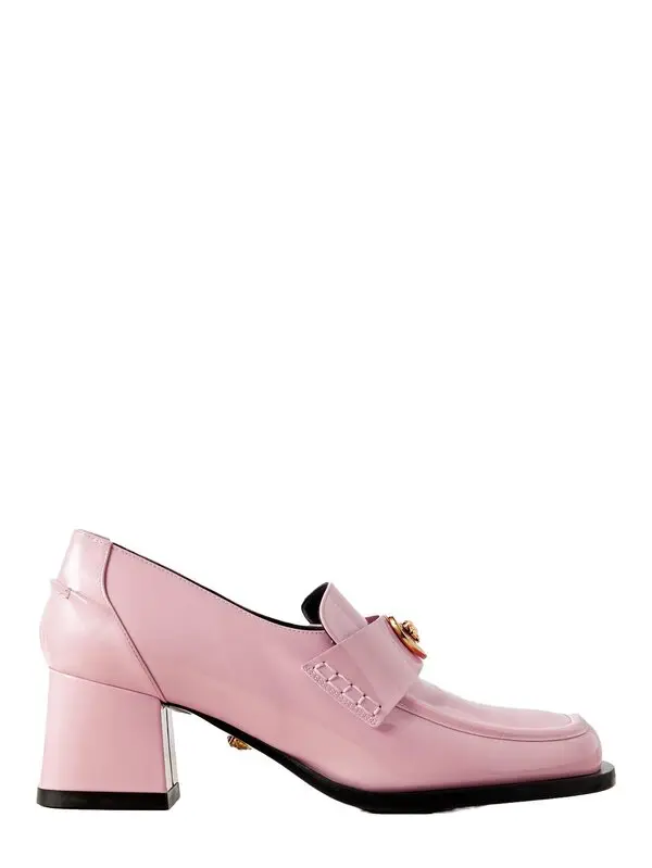 Versace Alia Embellished Patent-leather Loafers - Pink