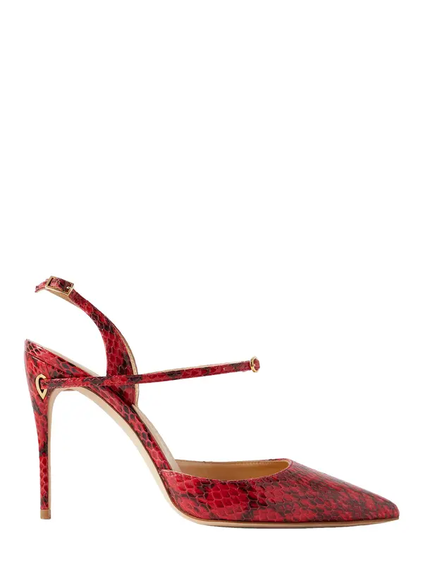 Jennifer Chamandi Vittorio 105 Elaphe Slingback Pumps - Red