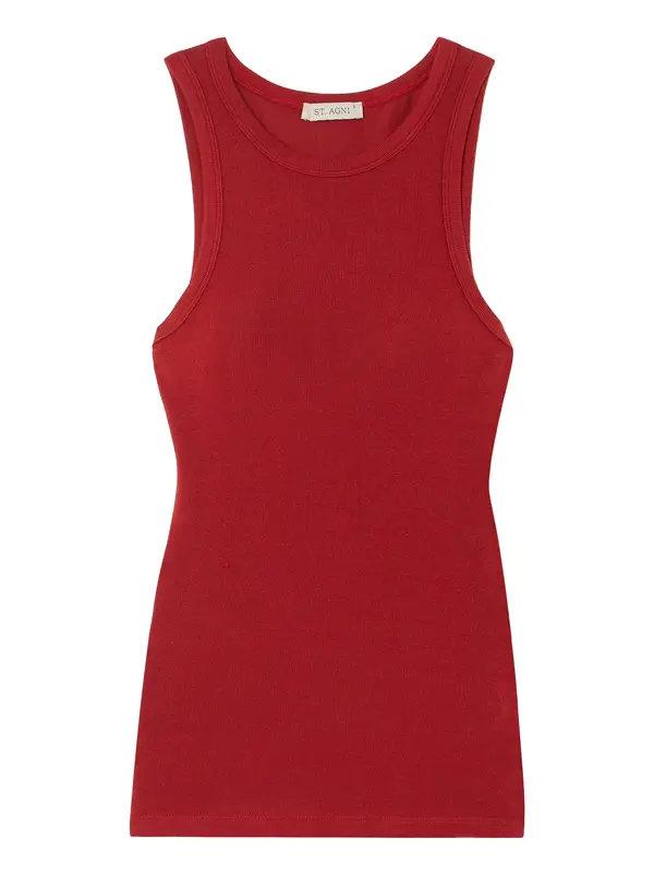 ST. AGNI Ribbed Stretch-wool Tank - Red