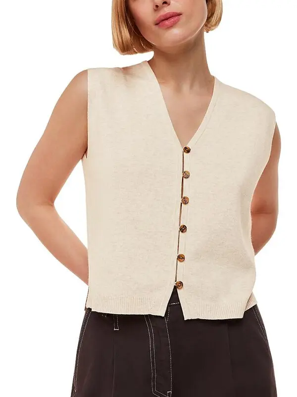 Whistles Bailey Button Front Top - Oatmeal