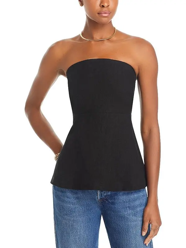 LUCY PARIS Smocked Strapless Top - Black