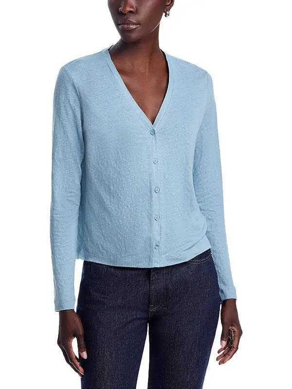 Majestic Filatures Stretch Linen V-neck Cardigan - Ocean