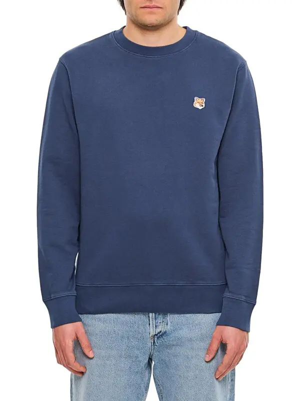 Maison Kitsuné Crewneck Sweatshirt With Embroidered Logo - Blue