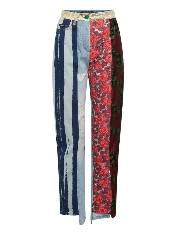 Dolce & Gabbana Embroidered Denim Pants - Blue