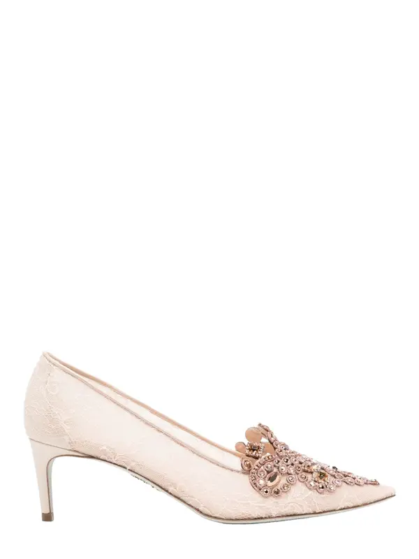 Rene Caovilla Veneziana 60mm Lace Pumps - Pink