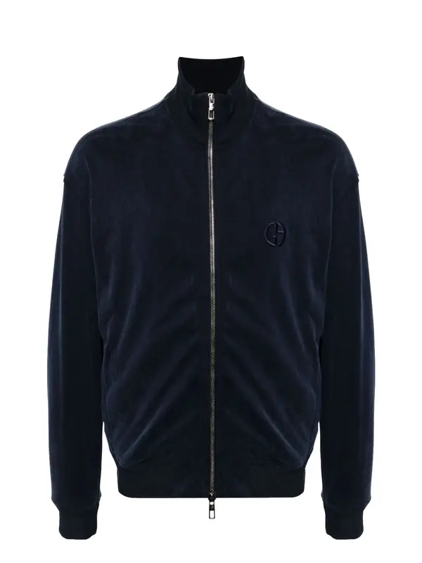 Giorgio Armani Embroidered Logo Track Jacket - Blue