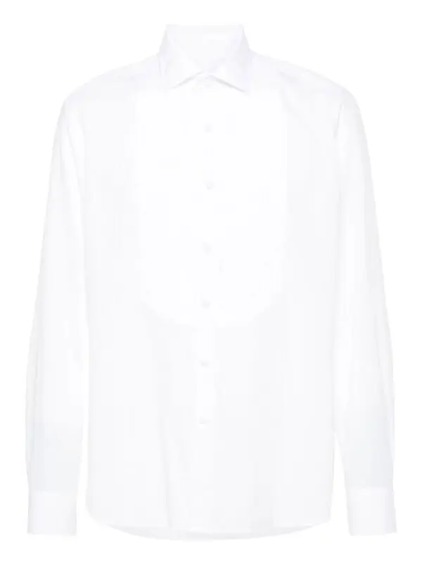 Tagliatore Plissé Poplin Cotton Shirt - White