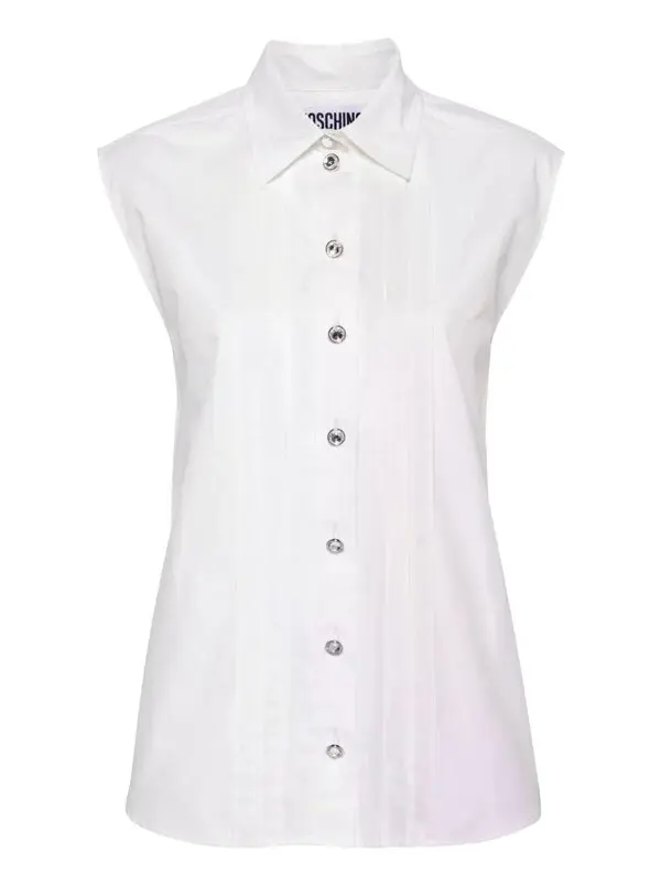 Moschino Pintuck Sleeveless Shirt - Neutrals