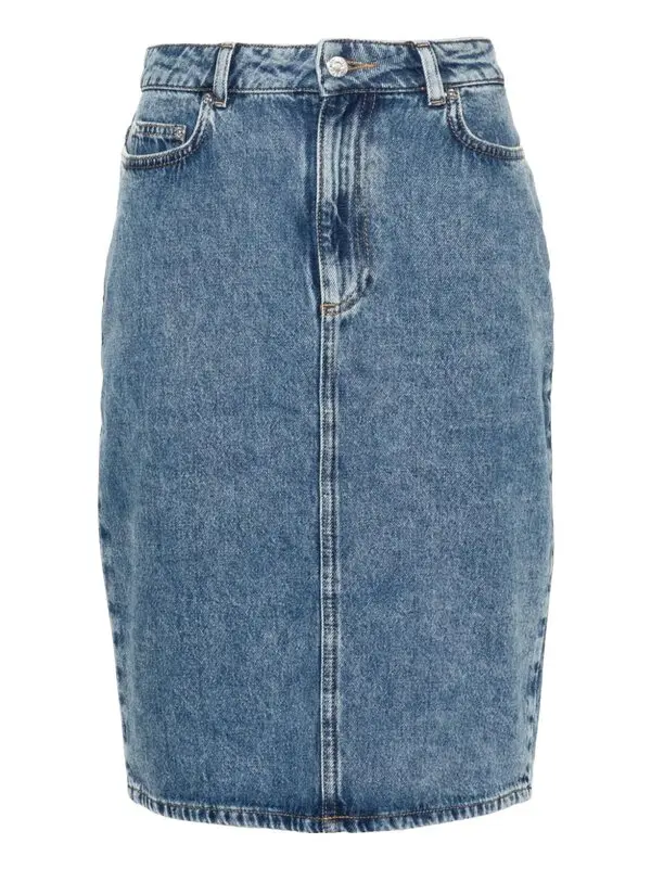 Moschino Logo-appliqué Pencil Denim Skirt - Blue