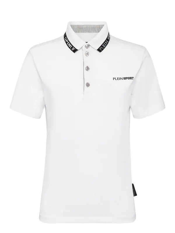 PLEIN SPORT Logo-print Cotton Polo Shirt - White