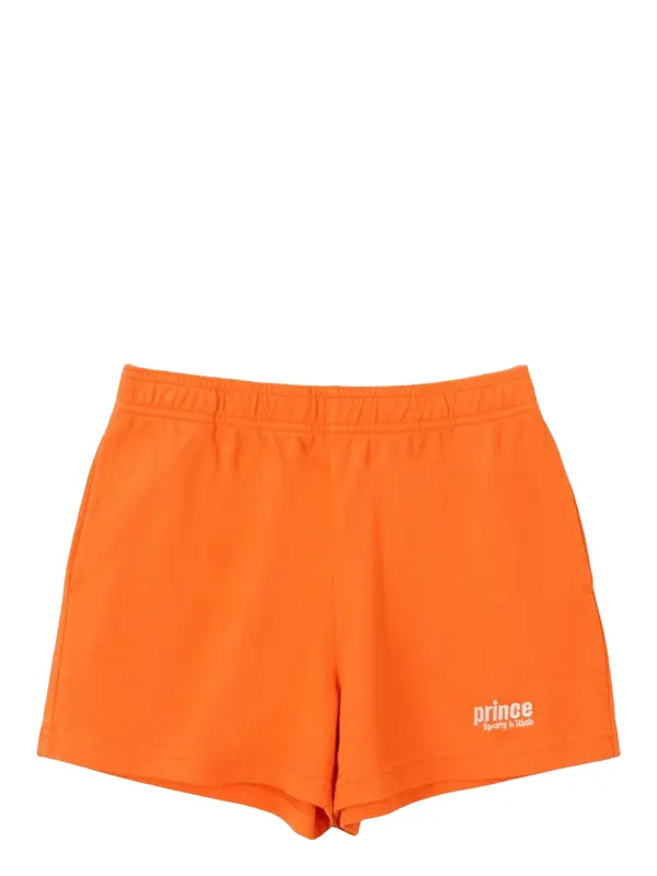 SPORTY & RICH Prince-embroidery Cotton Track Shorts - Orange