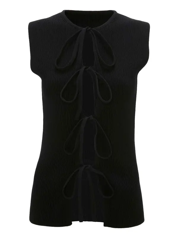 JW Anderson Bow-tie Ribbed Tank Top - Black