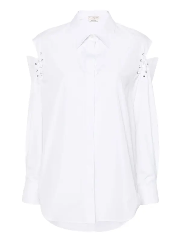 Alexander McQueen Cut-out Detail Cotton Shirt - White