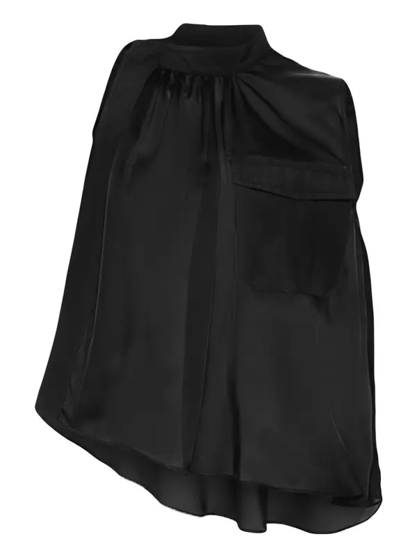 Sacai Asymmetric Satin Top - Black