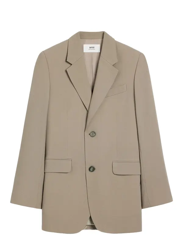 Ami Single-breasted Virgin Wool Coat - Neutrals