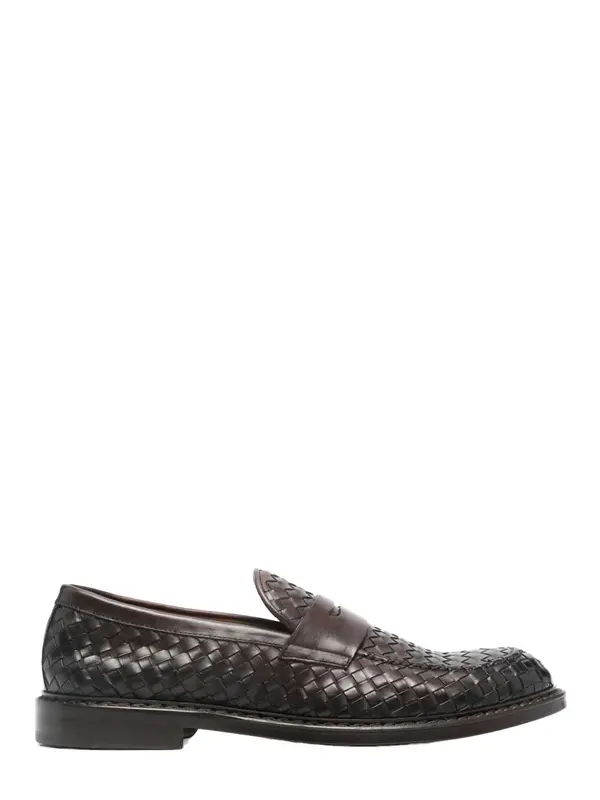 DOUCAL'S Interwoven Leather Loafers - Brown