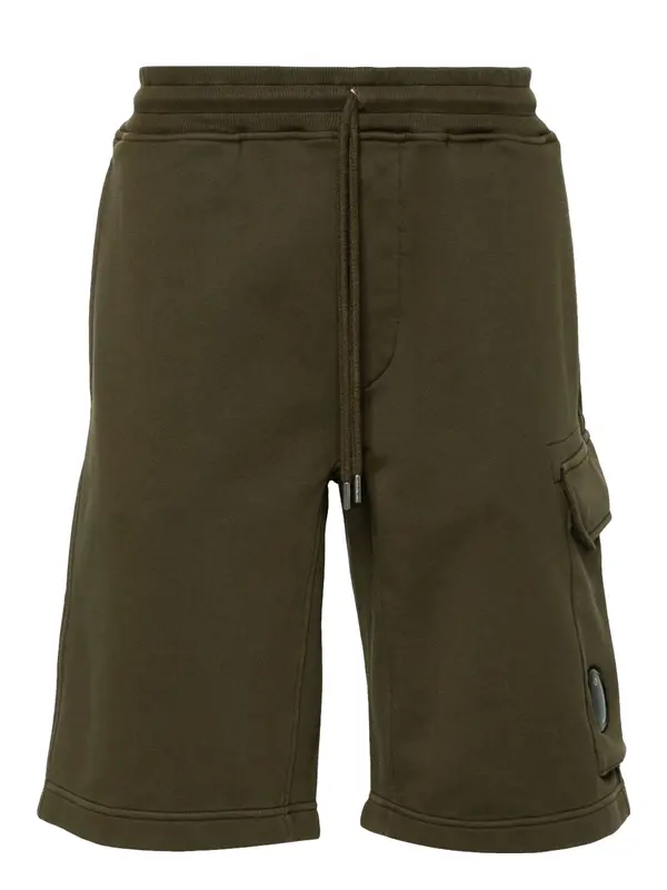 C.P. COMPANY Lens Detail Cotton Track Shorts - Green