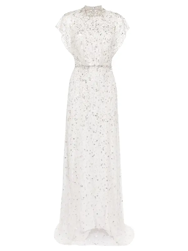 Jenny Packham Crystal Drop Gown - Grey