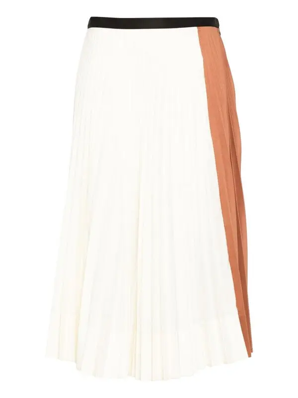 Plan C High-waist Pleated Skirt - Neutrals