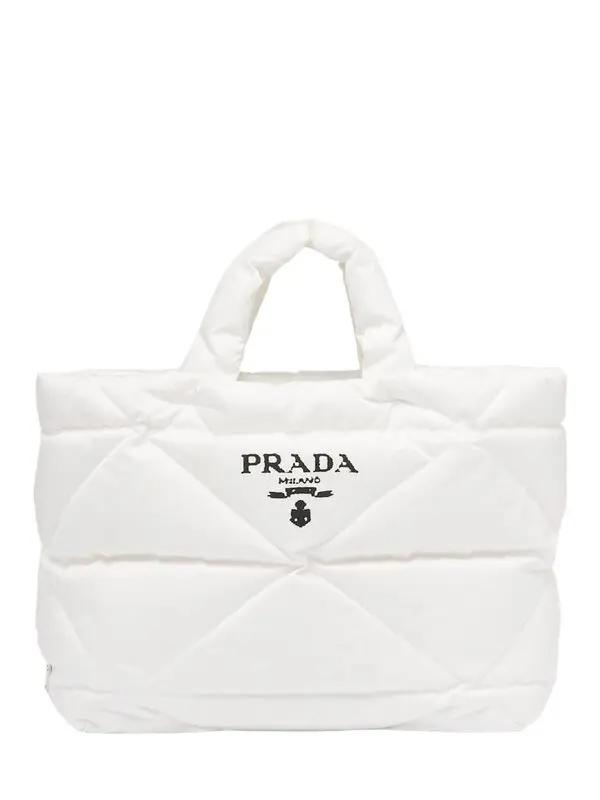 Prada Triangle Padded Re-nylon Tote - Bianco