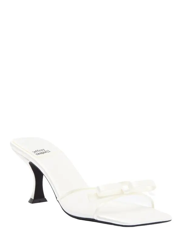 Jeffrey Campbell Sweet On U Kitten Heel Slide Sandal - White Satin Combo