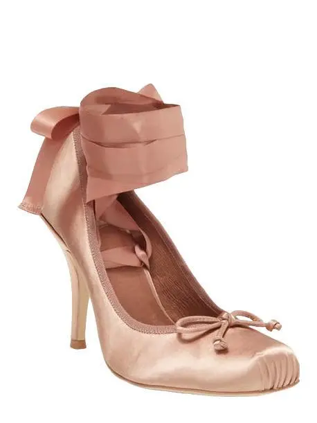 Jeffrey Campbell Nympha Ankle Wrap Pumps - Dark Natural Satin