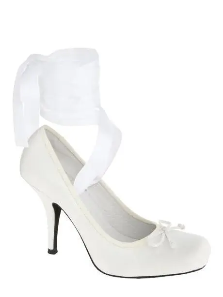 Jeffrey Campbell Nympha Ankle Wrap Pumps - White Satin