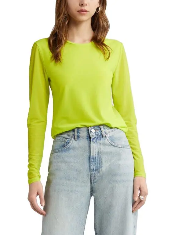 OPEN EDIT Long Sleeve Top - Green Primrose