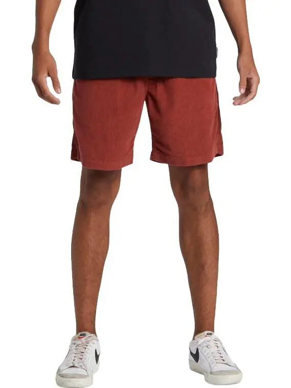 Quiksilver Taxer Corduroy Drawstring Shorts - Henna